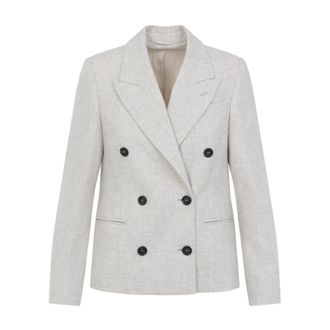 Brunello Cucinelli Luxuri&ouml;se Woll-Kaschmir Jacke Nude Neutral - - Jackets - Damen - Beige - S