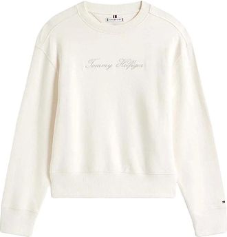 Tommy Hilfiger Femme, Sweatshirts et sweats &agrave; capuche, Blanc, Taille: 40 FR Felpa