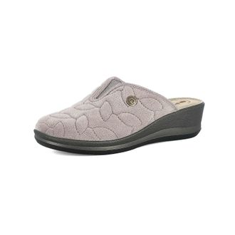Inblu Damen Pantofole Donna Con Zeppa E Design Geometrico, Plantare Imbottito In Pelle, Tacco 4,5 cm Hausschuh, Taupe, 38 EU