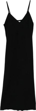 Lisa Yang Femme, Robes, Noir, Taille: 40 FR Robe Tricot&eacute;e &agrave; Fines Bretelles et Col en V