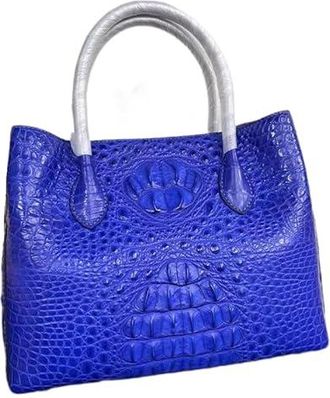 Generic Sac cabas pour femme en cuir de crocodile v&eacute;ritable, bleu ciel, Corful. Sac &agrave; main bandouli&egrave;re simple en cuir dalligator v&eacute;ritable