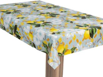 Laro Wachstuch-Tischdecke Wachstischdecke Gartentischdecke Zitronen Blütenpracht, Muster:Zitronen Blütenpracht, Größe:130x160
