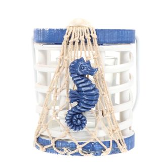 Cabilock Mediterraner Kerzenhalter Aus Bambus Und Rattan Einzigartiges Blaufarbenes Wohnraum-deko-Ornament Stabiles Material Dekorativ F&uuml;r Wohnzimmer Geschenki