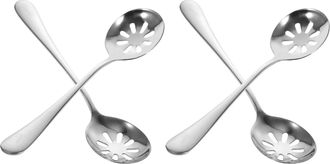 BESTONZON 4 St&uuml;ck Edelstahl Sieb Kleiner L&ouml;ffel mit Loch Abendessen L&ouml;ffel K&uuml;che Servierl&ouml;ffel Suppenl&ouml;ffel Perforierte Suppenl&ouml;ffel Haushaltszubeh&ouml;r