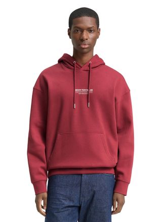 Tom Tailor Herren 1045580 Relaxed Hoodie Sweatshirt mit Logo-Print, 23853-Burnt Russet, XL