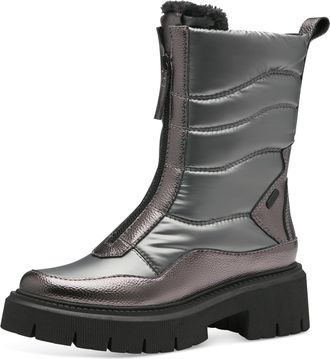 Marco Tozzi Damen Stiefeletten ohne Absatz Winter Plateau, Silber (Pewter Comb), 41