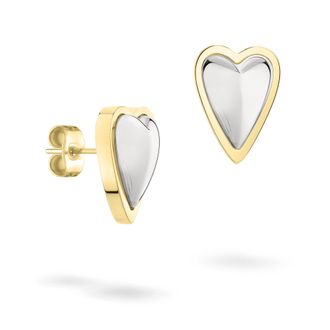 Liebeskind BERLIN Metal Heart Ohrring - Ohrstecker aus Edelstahl - Bicolor Silber/IP Gold - 1,5 cm - Steckverschluss - wasserfest & hautfreundlich
