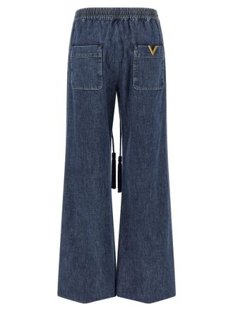 Valentino Garavani Womens Blue Cotton Flared Jeans Clothing