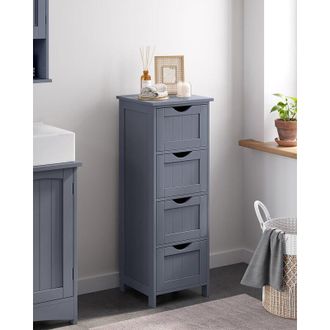 Vasagle Vasagle - Meuble de Salle de Bain avec 4 tiroirs, Commode, 30 x 30 x 82 cm, Gris