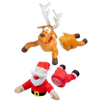 Generic Weihnachtliche Crash-Santa & Rentier Animierte Dekoration, Lustige Crash-Santa & Rentier Weihnachtsdeko, Fensterdekorationen mit zerbrochener Glassche