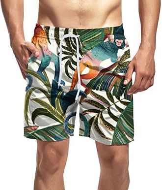 Generic Short de plage d&eacute;t&eacute; pour homme - Imprim&eacute; - Short de plage d&eacute;contract&eacute; et ample - Avec poche - Short d&eacute;t&eacute; frais - Pantalon de vacances respirant, blanc