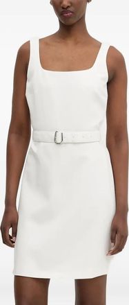 HUGO BOSS robe ceinturée à encolure carrée - Blanc