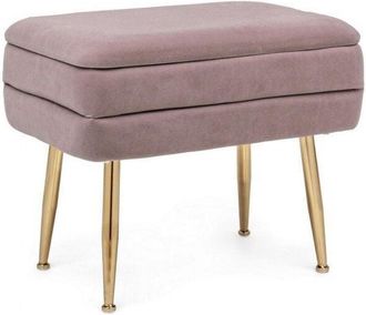 BIZZOTTO Bizzotto - Banc coffre 50x34,5x42 cm en velours mauve et pieds dor&eacute;s