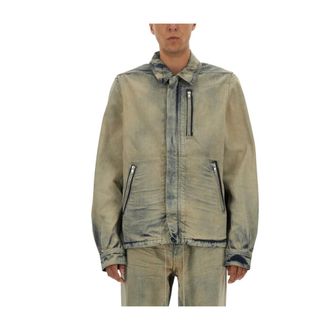 Rick Owens Homme, Vestes, Bleu, Taille: XL Veste en jean zipp&eacute;e dissimul&eacute;e