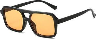 Generic Lunettes de soleil tendance léopard rétro pour femme Double ponts Lunettes de soleil féminines Big Frame Ocean Gradient Eyewear, noir/orange, Taille u