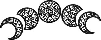 Artibetter 5 St&uuml;ck Teiliges Mondphasen Wanddekor Holzkunst H&auml;ngend Mondzyklus Wanddekoration Schwarz Holzmaserung DIY Wandgestaltung f&uuml;r Wohnzimmer Schlafzimmer