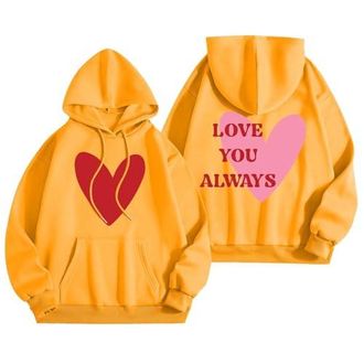 Generic Sweat &agrave; capuche &agrave; manches longues pour la Saint-Valentin 2026 pour femme (3), jaune, XXL