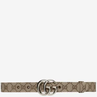 Gucci Womens Gg Marmont Thin Belt Beige Polyester