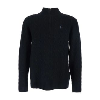 Polo Ralph Lauren Homme, Pulls, Noir, Taille: L Half Zip Cable Knit Sweater