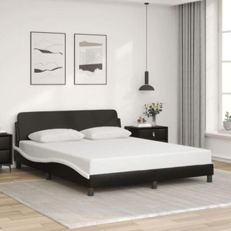 vidaXL Cadre de lit Dover noir et blanc 160x200 cm similicuir vidaXL