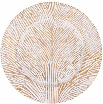 Villa D'Este Home Tivoli Set 6 Platzteller &Oslash; 33 cm, Dekor wei&szlig; und gold, Eden