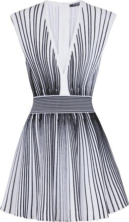 Balmain robe bicolore en maille &agrave; coupe &eacute;vas&eacute;e - Blanc