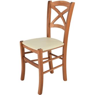 Tommychairs Tommychairs - Chaise cross pour cuisine, bar et salle &agrave; manger, robuste structure en bois de h&ecirc;tre peindr&eacute; en couleur cerisier et assise rembourr&eacute;e