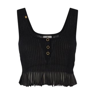 Elisabetta Franchi Top in Ajour-Strick - - Tops - Damen - Schwarzk - XS