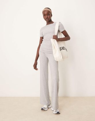 Tala 365 - Pantalon évasé à taille rabattue - Gris chiné