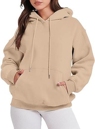 Generic Veste de Sport Femme Hiver Couleur Unie Sans Fermeture &Eacute;clair Manches Longues Grandes Tailles Pull Femme, kaki, 3XL
