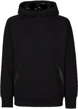C.P. Company Diagonal Raised Fleece Goggle Hoodie (XXL, Black), Noir