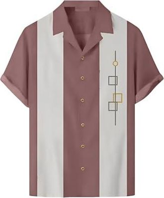 Generic Chemises &agrave; manches courtes pour homme, hauts d&eacute;t&eacute; boutonn&eacute;s d&eacute;contract&eacute;s, t-shirts pour hommes, chemises boutonn&eacute;es en patchwork de couleur contrast&eacute;e