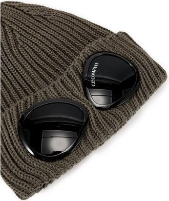 C.P. Company Bonnet c&ocirc;tel&eacute; avec verres lunettes sur revers en laine