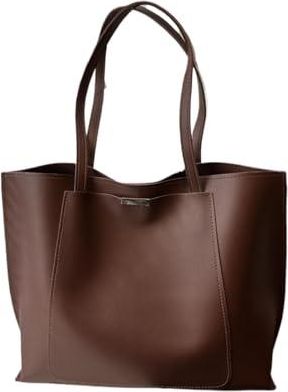 Generic Sac &agrave; bandouli&egrave;re r&eacute;tro tendance de grande capacit&eacute;, sac de banlieue de couleur unie, sacs fourre-tout en cuir PU, sac &agrave; main d&eacute;contract&eacute; pour femmes,