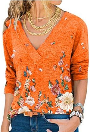 TOMWELL Pull Femme Hiver Polaire Sweatshirt Sweat Laine Zip Manches Longues col Montant Pulls Haut Tops Poches Orange L