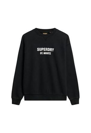 Superdry Sweat-shirt d&eacute;contract&eacute; Sport Luxe avec col rond pour femme, Noir, 36
