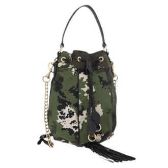 Miu Miu Sac seau Pre-owned en toile - Femme - Pre-owned - Vert - Taille: ONE Size