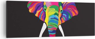 Arttor Panorama Bilder auf Leinwand Elefant spaß bunt tier Leinwandbild 140x50cm Wandbilder Dekoration Wohnzimmer Schlafzimmer Küche Groß XXL Wanddeko Bild W