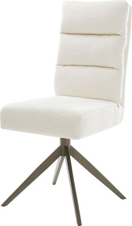 DELIFE Esszimmerstuhl Pela-Flex Kreuzgestell breit Effektfinish Titan Boucl&eacute; Soft Beige 360&deg; drehbar Wippfunktion Taschenfederkern