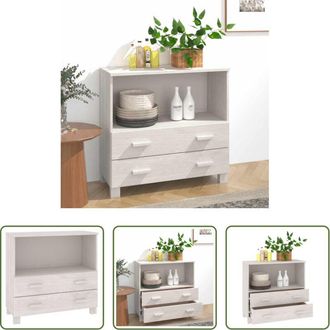 vidaXL Holzschrank - Sideboard HAMAR Wei&szlig; 85x35x80 cm Massivholz Kiefer