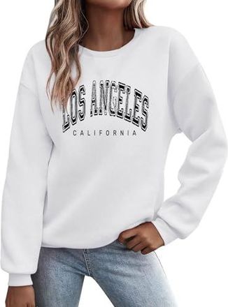 Generic Pull Femme Sweat Lettres Imprimé Manches Longues Col Rond Sweat-Shirt Automne Hiver Locker Haut Décontracté Sport Sweatshirts Streetwear sans Capuche 