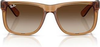Ray-Ban Justin RB4165 Lunettes de soleil rectangulaires en caoutchouc Beige/marron dégradé 54 mm