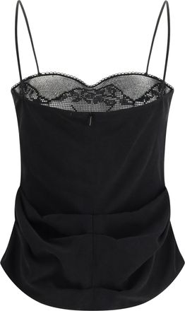 Magda Butrym Lace-Trimmed Silk Tank Top - Black