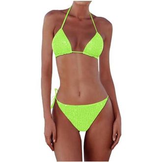 Generic Maillot de Bain Femme Bikini Sexy Maillot de Bain Femme Paillettes, Bikini Triangle Color&eacute;, Maillot de Bain Sexy pour Plage et Pool Parties