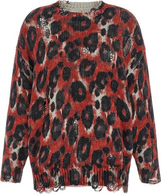 R13 Femme, Pulls, Rouge, Taille: 36 FR Printed Oversized Sweater