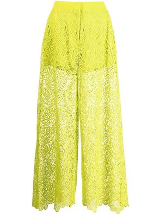 Elie Saab pantalon ample en macram&eacute; - Vert