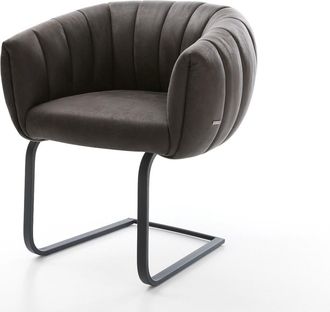 DELIFE Freischwinger Jada-Flex Mikrofaser Anthrazit Vintage Freischwinger flach Schwarz Taschenfederkern, Esszimmerst&uuml;hle