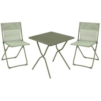 Lafuma Mobilier Set 1 quadratischer klappbarer Gartentisch, 2 ultrakompakte Klappst&uuml;hle - Balcony - Acier - Vert Moss - Lafuma Mobilier