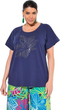 Ulla Popken Damen große Größen Übergrößen Plus Size T-Shirt, Blüte, Oversized, Rundhals, Halbarm Universum 54+ 839136730-54+