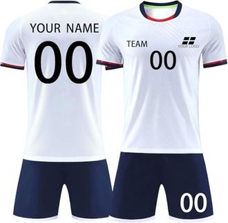 Generic Maillot de football personnalis&eacute; pour enfants adultes et jeunes avec maillot et short avec nom de l&eacute;quipe et logo, 2-4, L